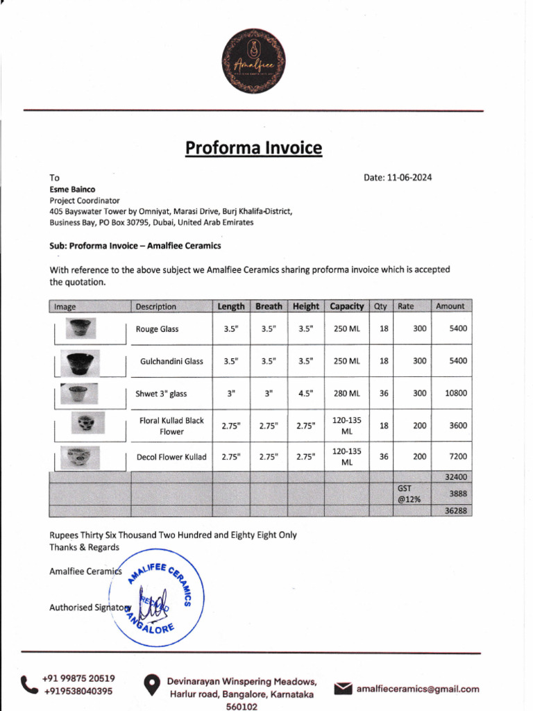Proforma Invoice - 20240611 - 0001 | Download Free PDF | Business Documents