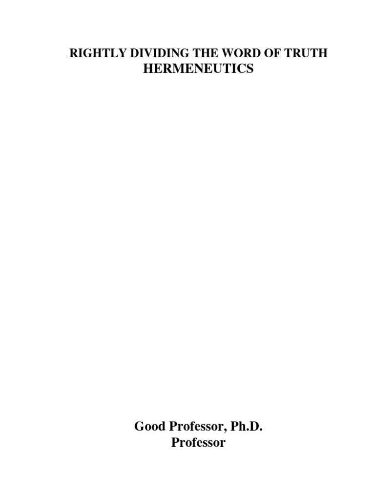 Hermeneutics Manual Pdf Bible Hermeneutics