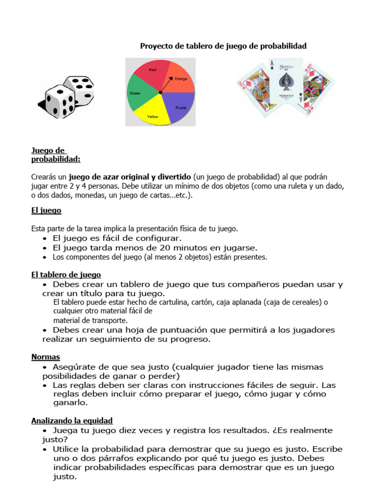 Proyecto de Juego de Mesa de Probabilidad | Descargar gratis PDF ...