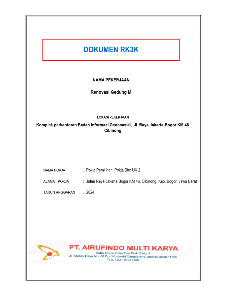 Dok. RK3K Bogor Gedung M Fix | PDF