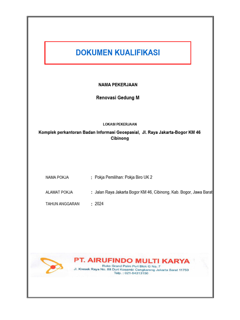 Dokumen Kualifikasi Bogor Gedung M | PDF