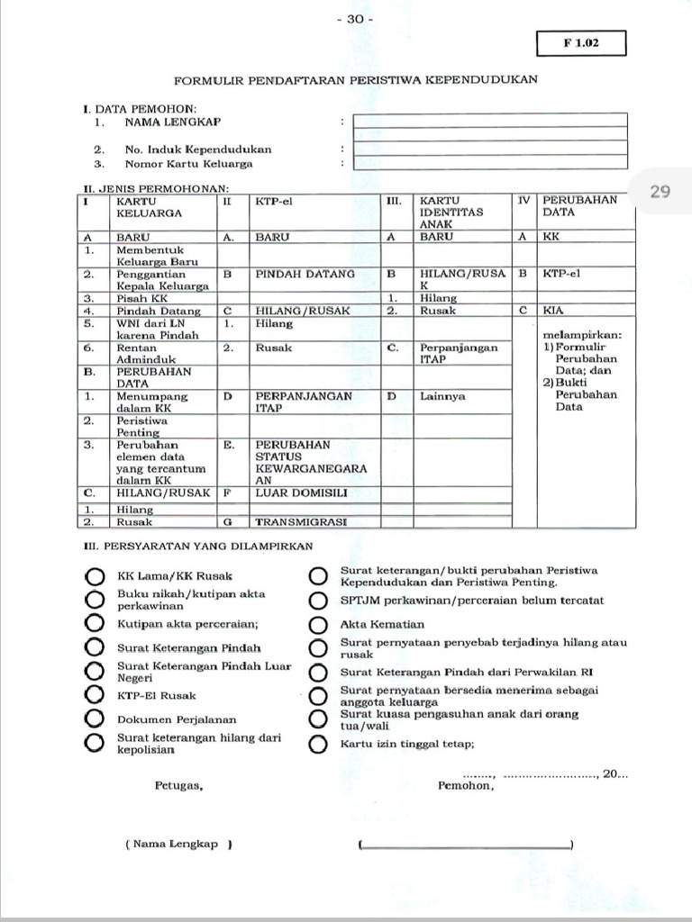 f1.02 Formulir Pendaftaran | PDF