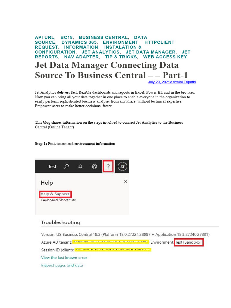 Jet Data Manager Connecting Data Source To Business Central | PDF | World Wide Web | Internet & Web