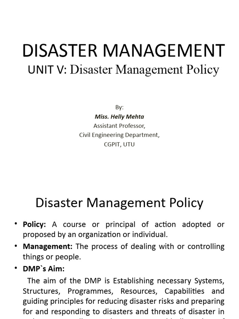 DM Unit V - DMP | PDF | Emergency Management | Risk