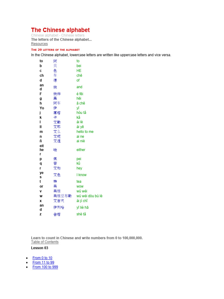 The Chinese Alphabet | PDF | Translations | Chinese Language