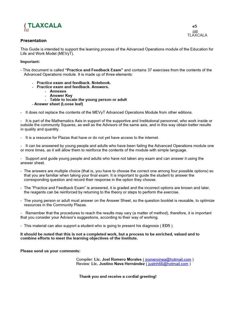 Advanced Operations Practice Exam PDF | PDF | Mathematical Concepts ...