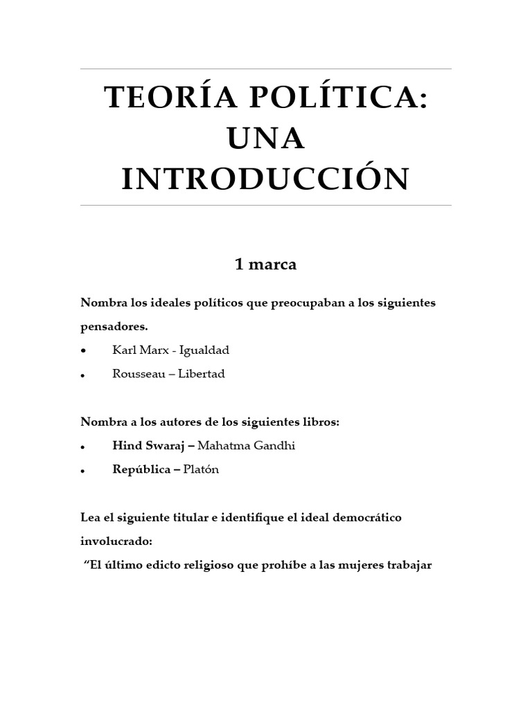 Clase 11 Ciencias Políticas - Teoría Política: Introducción | PDF ...