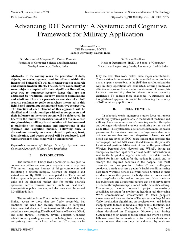 Advancing Iot Security A Systemic And Cognitive Framework For Military
