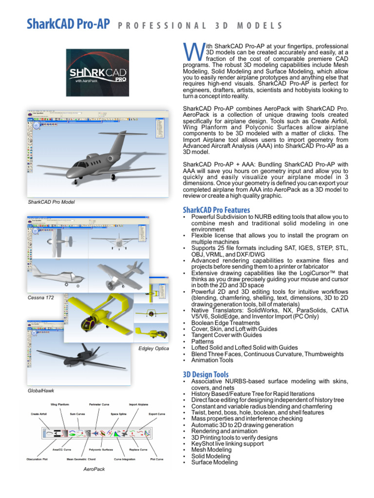 SharkCAD Pro 070618 | PDF | 3 D Computer Graphics | Airplane