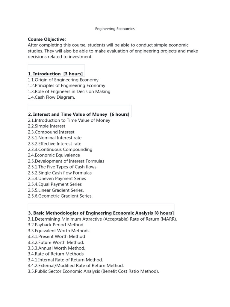 Engineering Economics | PDF | Interest | Time Value Of Money
