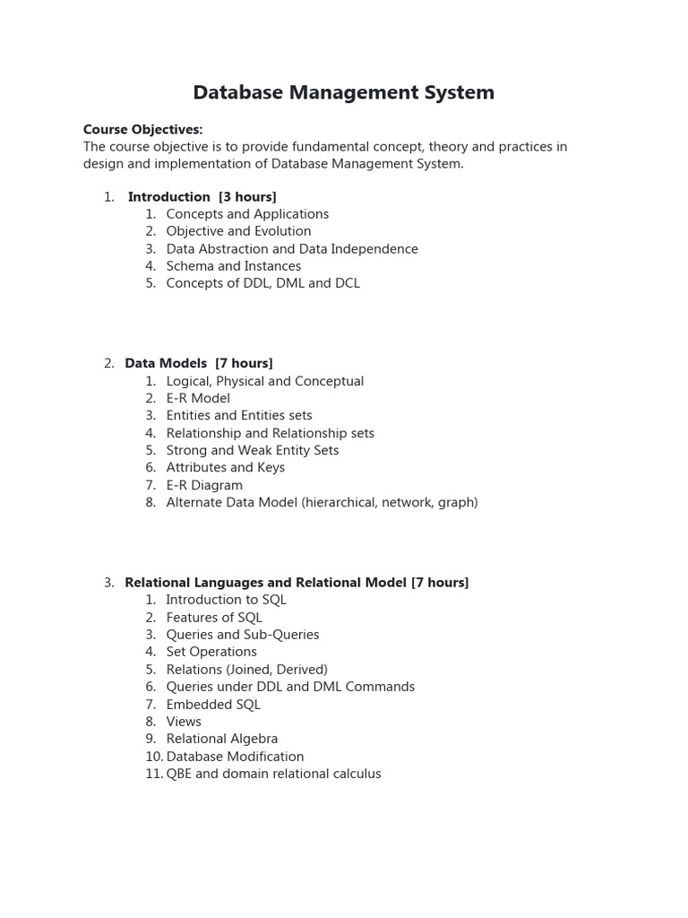 Database Management System Pdf Relational Database Databases
