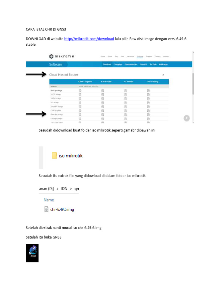 Instalasi CHR Mikrotik di GNS3 | PDF | Komputer