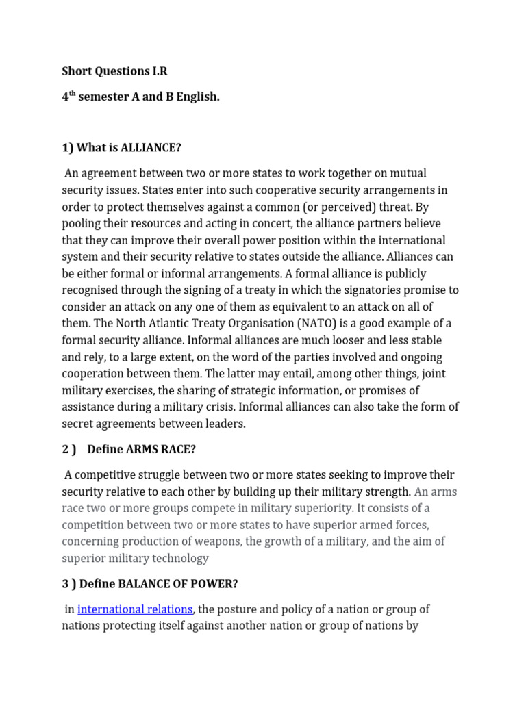What Is Alliance | PDF | International Relations | Power (Social And ...