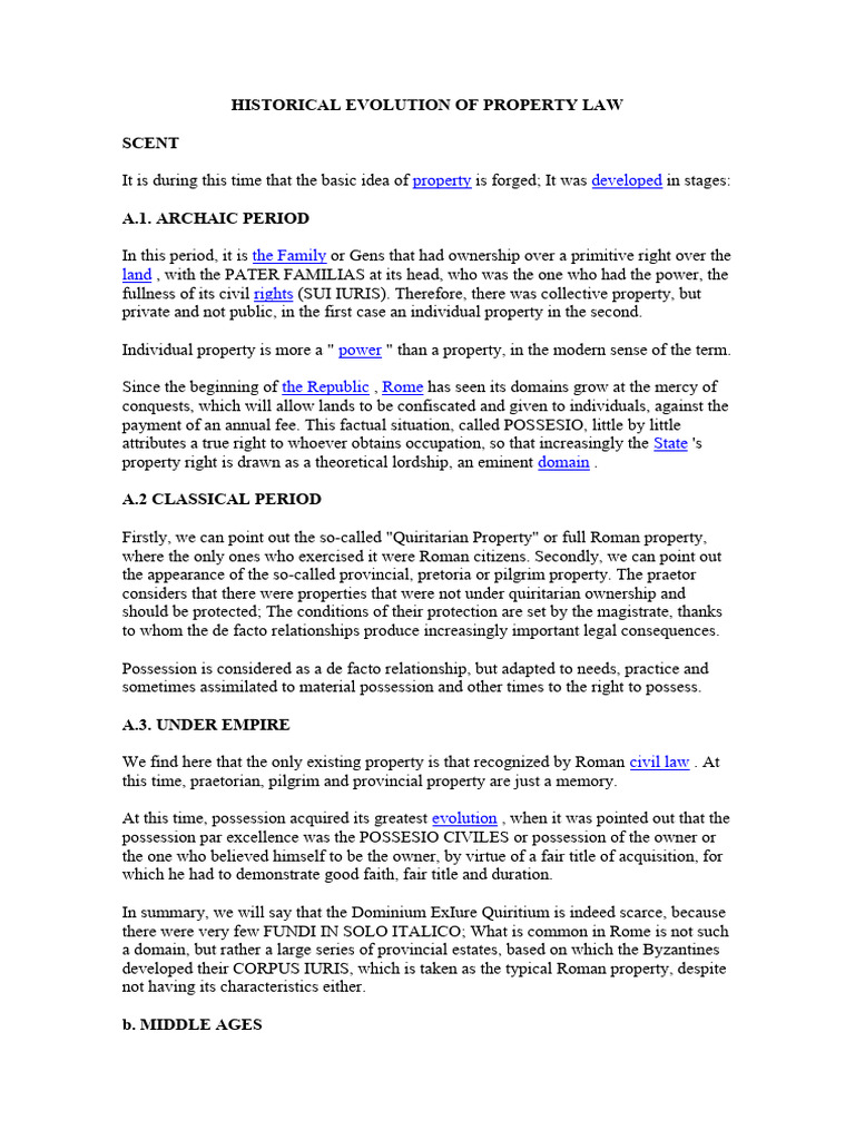 Historical Evolution of Property Law | PDF | Property | Ownership