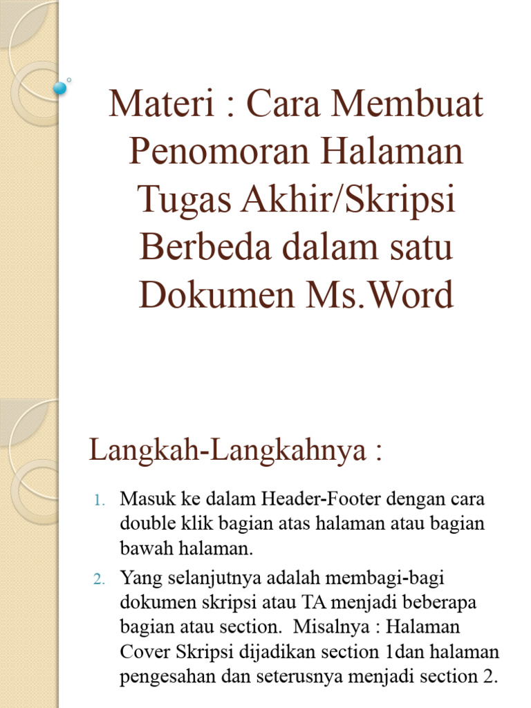 Materi Penomoran Halaman | PDF