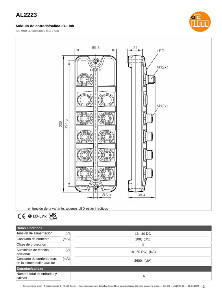 Módulo IO-Link AL2223 de ifm | PDF | Ingenieria Eléctrica