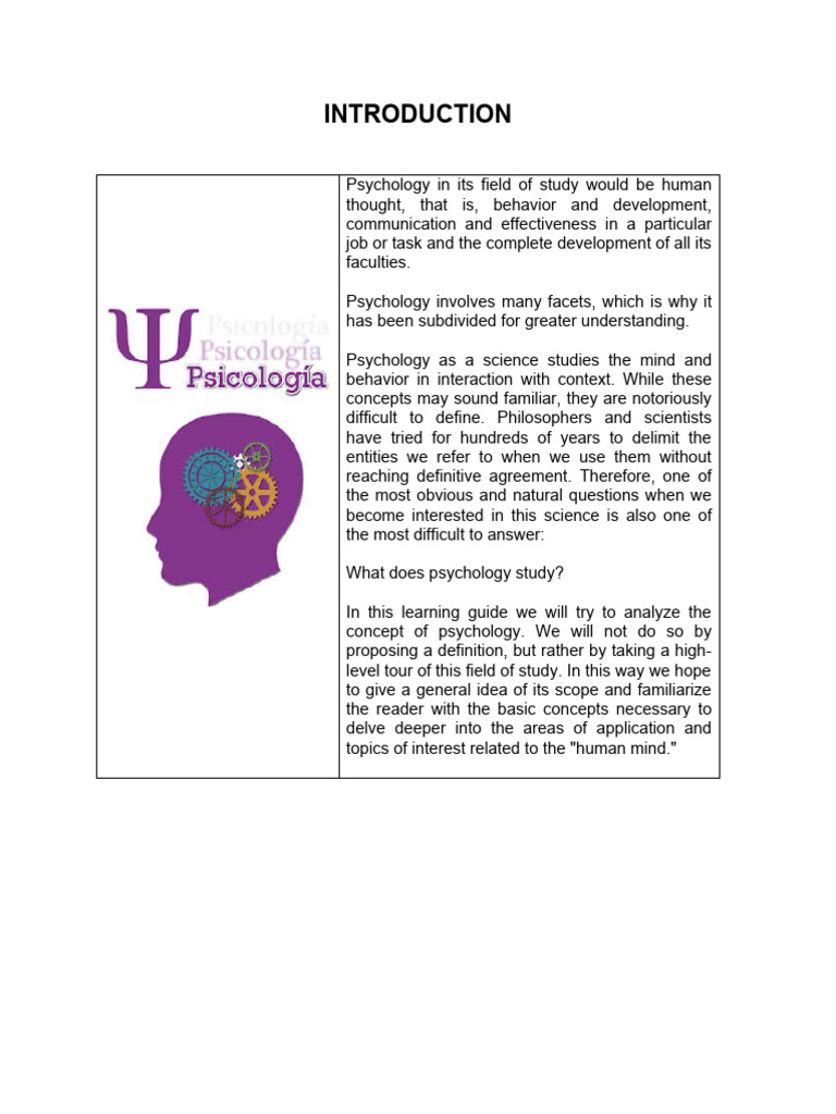 Analysis of The Concept of Psychology and Areas of Application | PDF ...