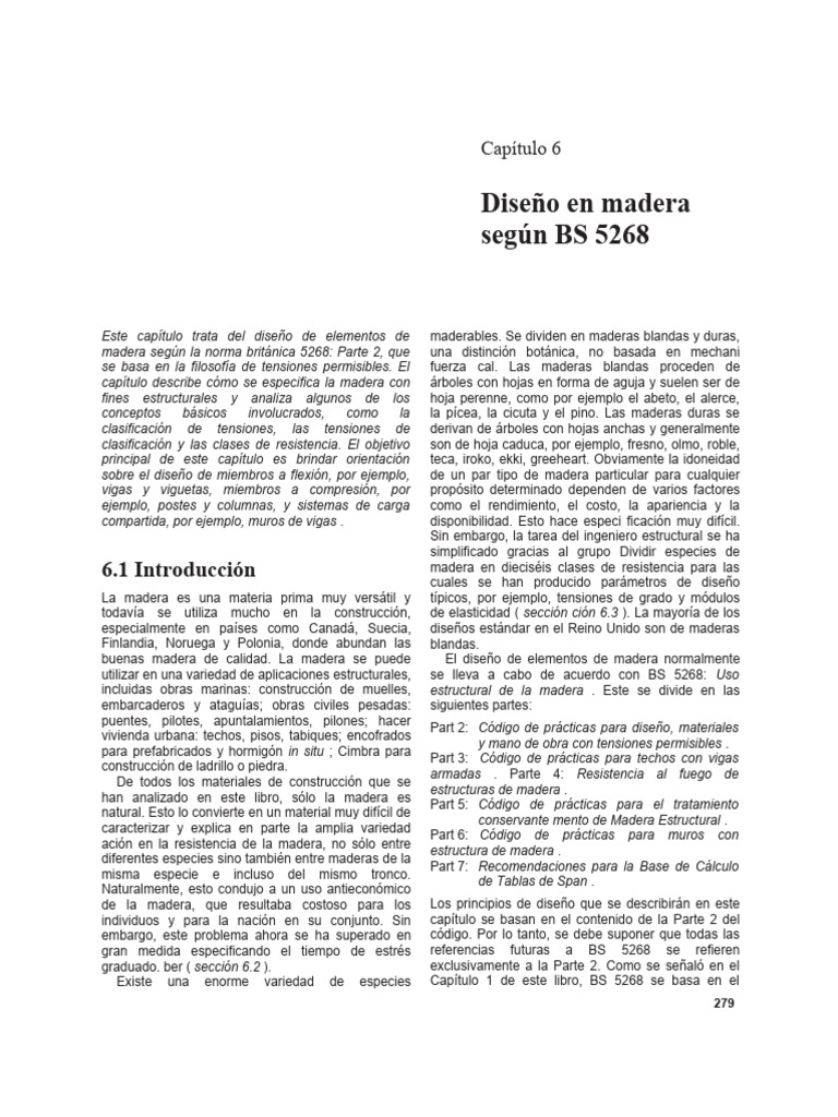 Diseño de Madera Según BS 5268 Nuevo | PDF | Estrés (Mecánica) | Viga ...