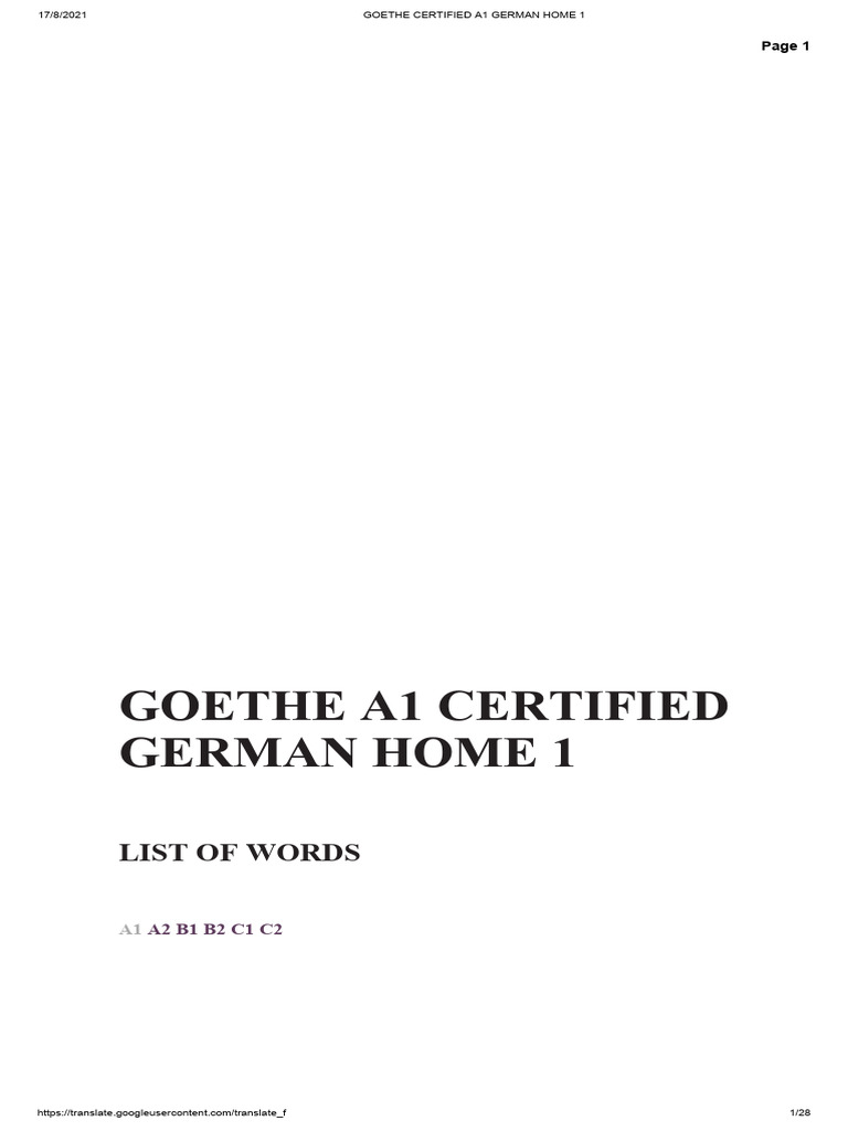 Goethe Certificate A1 Home German 1 | PDF | Workweek And Weekend ...
