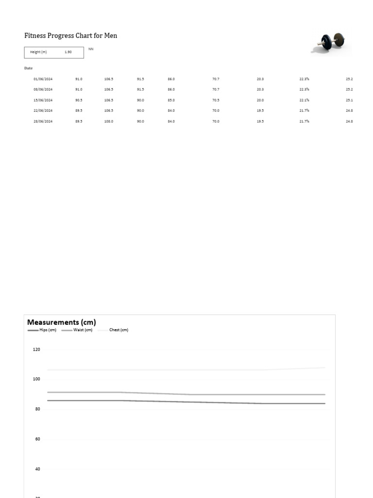 Fitness Progress Chart For Men (Metric) 1 | PDF | Body Mass Index ...