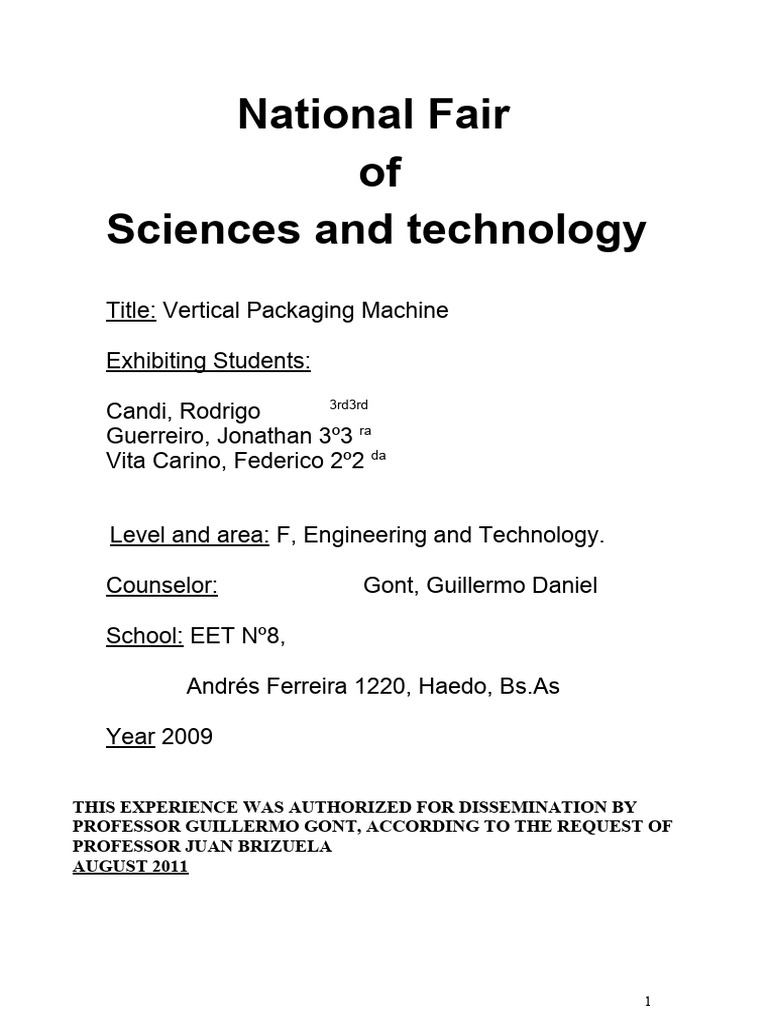 TECHNICAL REPORT Vertical Packing Machine With PLC | PDF | Electric ...