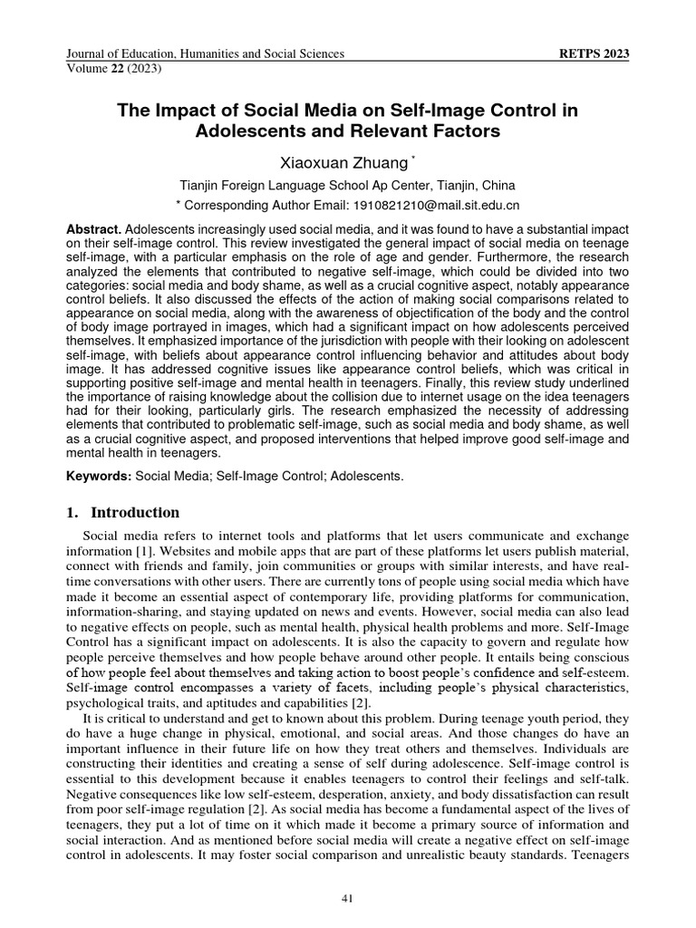 The Impact of Social Media On Self-Image Control I | PDF | Adolescence ...