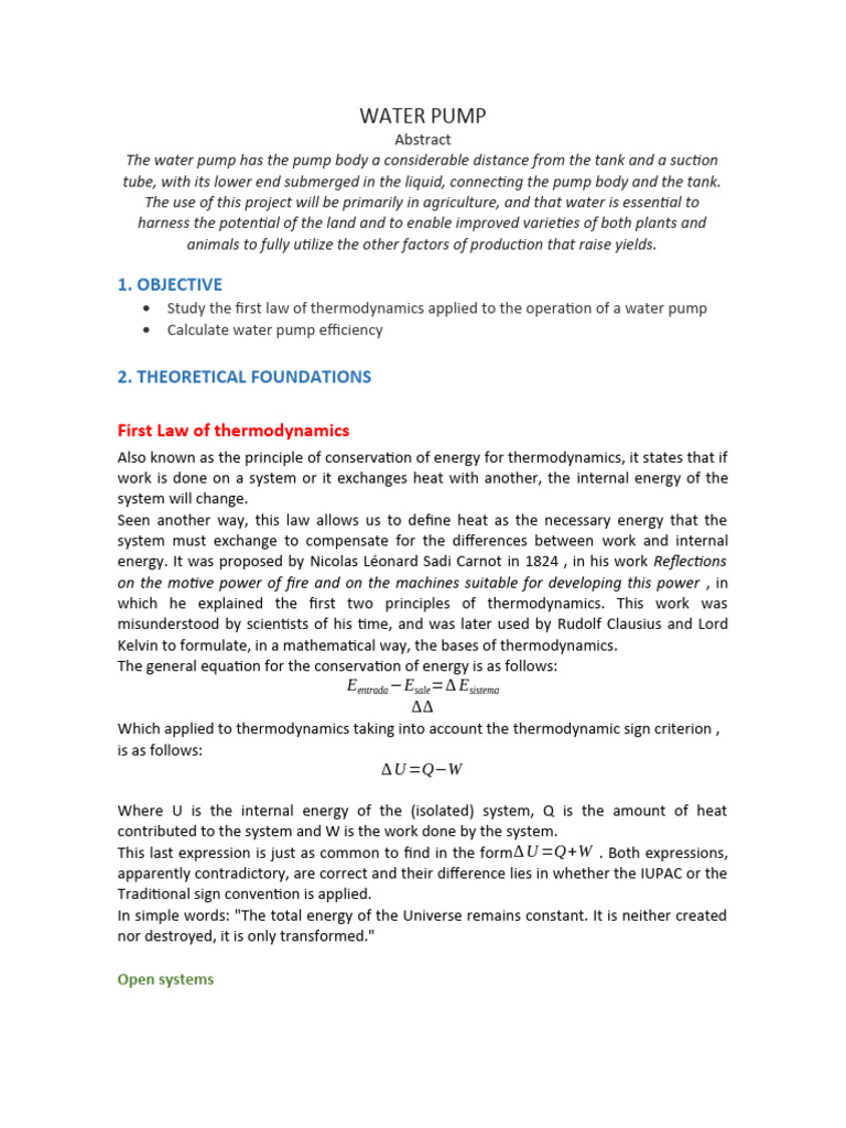 Water Pump Pdf Pump Thermodynamics