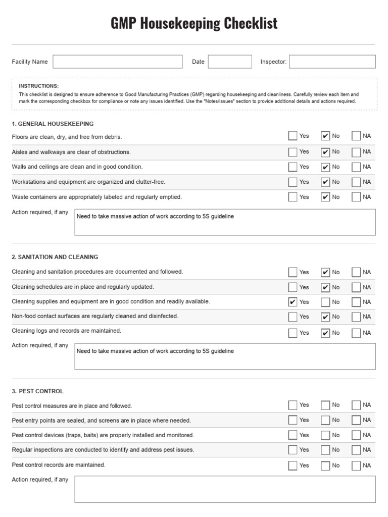 Housekeeping Checklist | PDF | Housekeeping | Hygiene