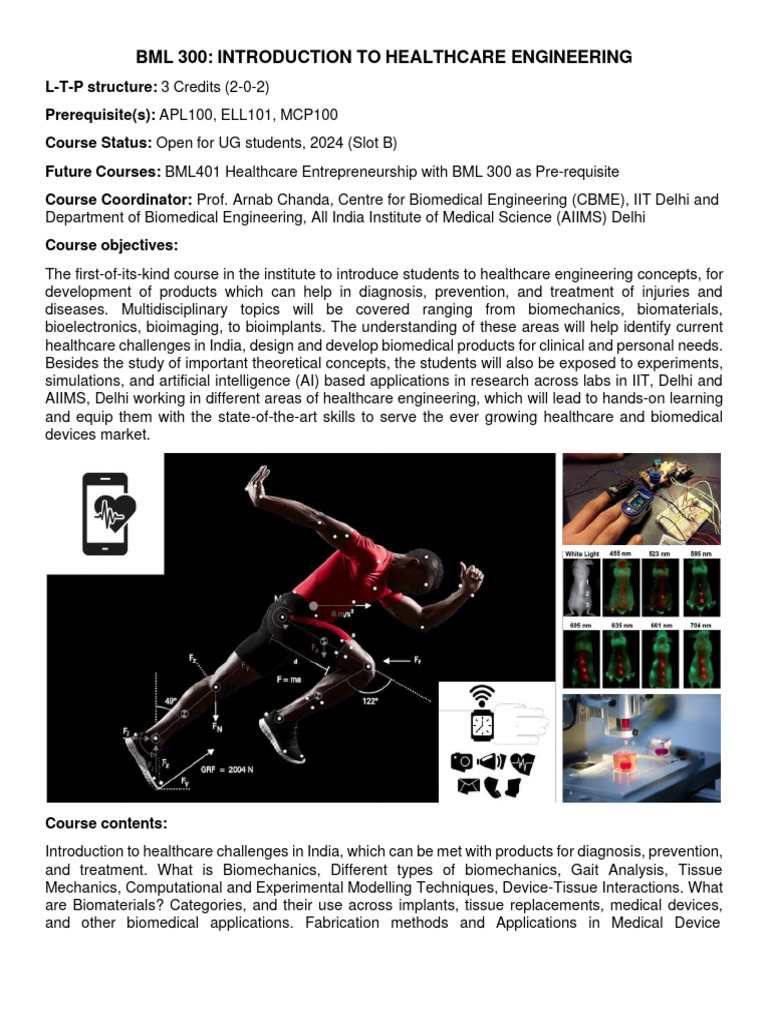 BML 300 Introduction To Healthcare Engineering - Ug Flyer - 2024 | PDF | Biomedical Engineering ...