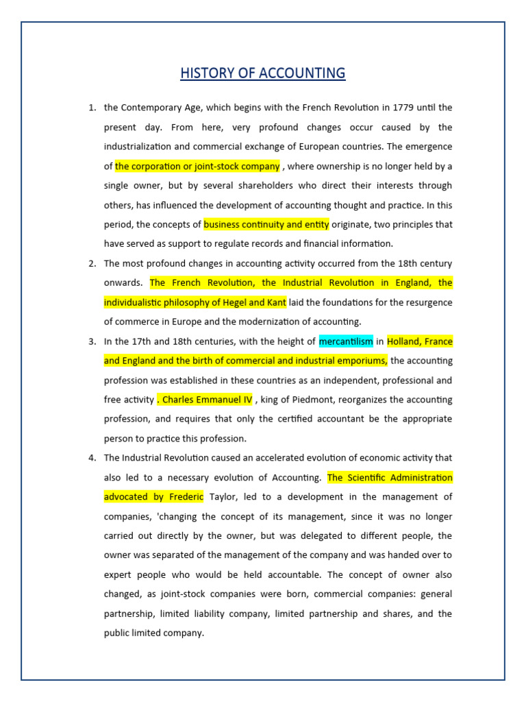 History of Accounting-Contemporary Age | PDF | Accounting | Audit