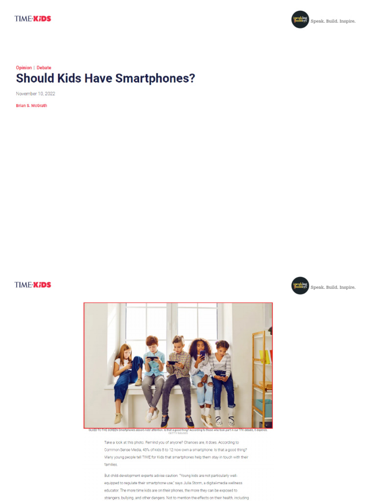 Should Kids Have Smartphones? Debate Guide | PDF | Business | Law