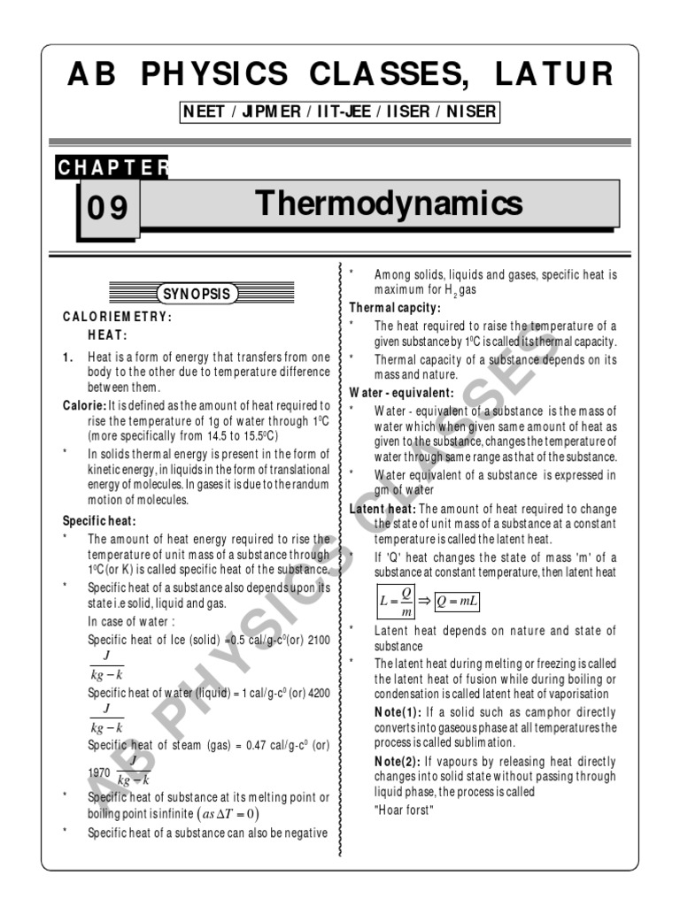 Class 11 9 Thermodynamics | Download Free PDF | Latent Heat | Heat