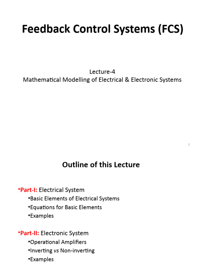 Lecture-6 Modelling of Electrical Electronic Systems | PDF | Electromagnetism | Electronic Circuits