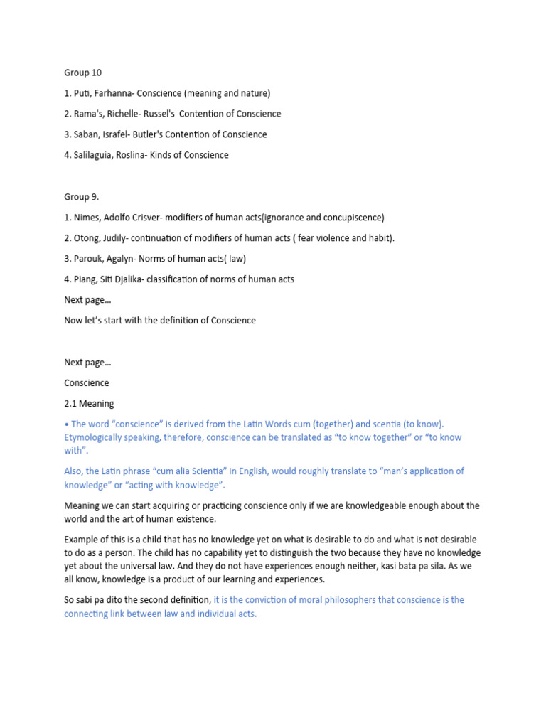 Conscience Explanation | PDF | Conscience | Knowledge