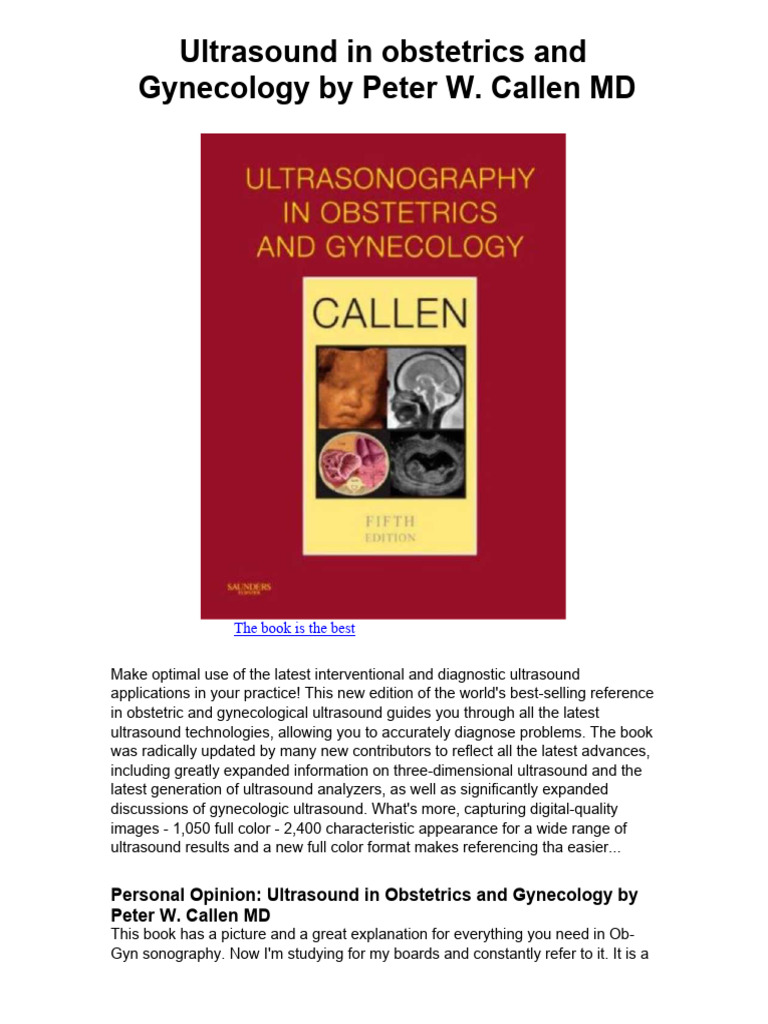 Ultrasound in Obstetrics and Gynecology by Peter W Callen MD | PDF
