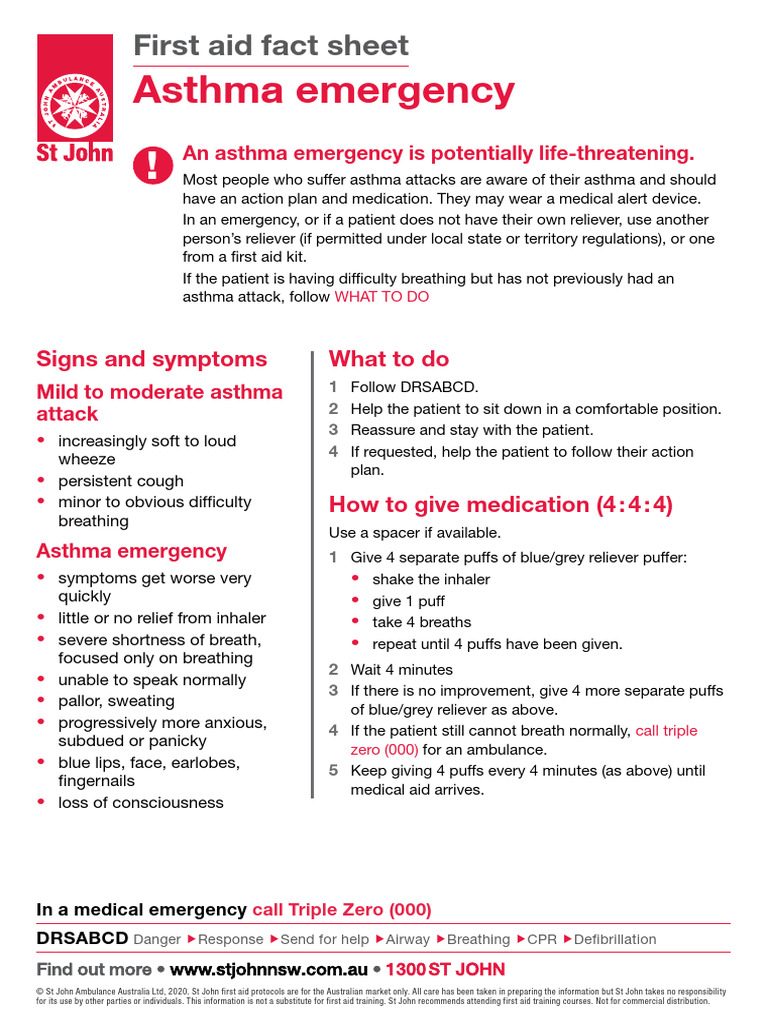 Factsheets Asthma | PDF | First Aid | Asthma