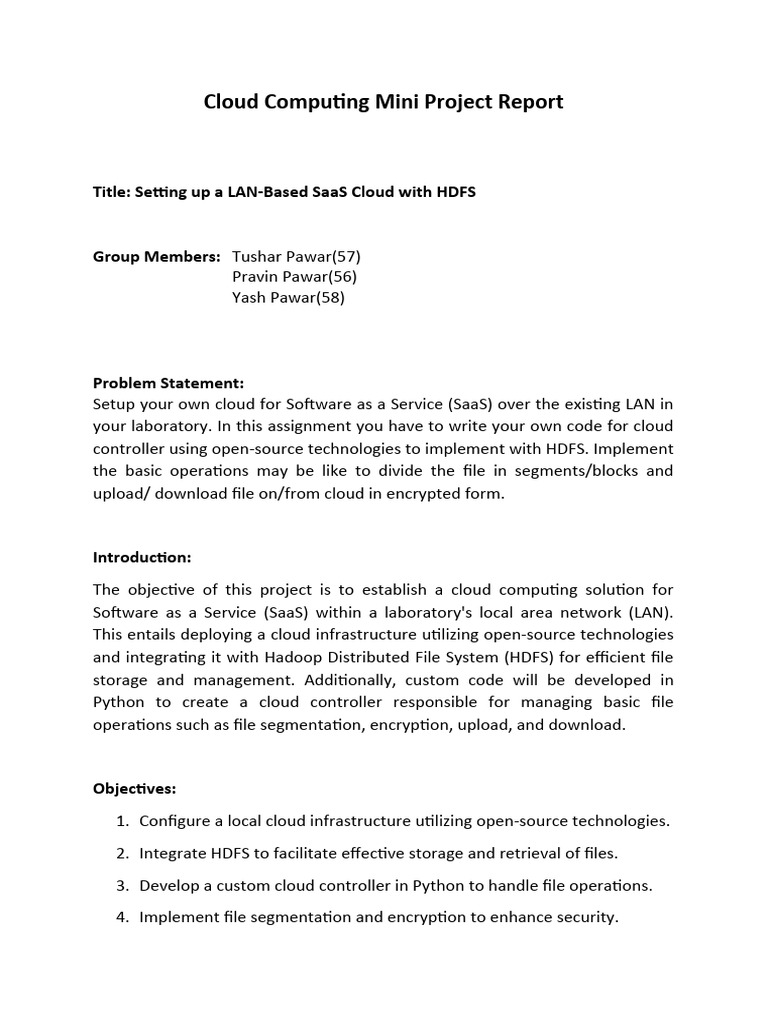 Cloud Mini Project | Download Free PDF | Cloud Computing | Apache Hadoop