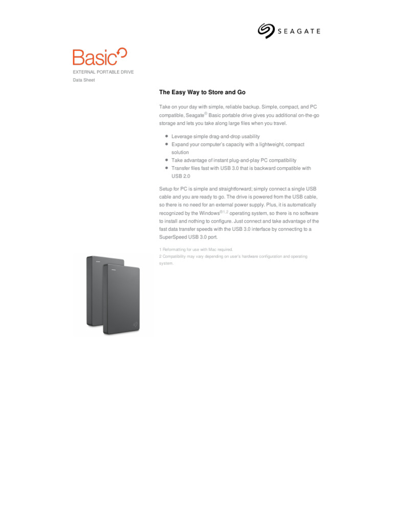 Seagate Basic Portable Hard Drive | PDF | Usb | Byte