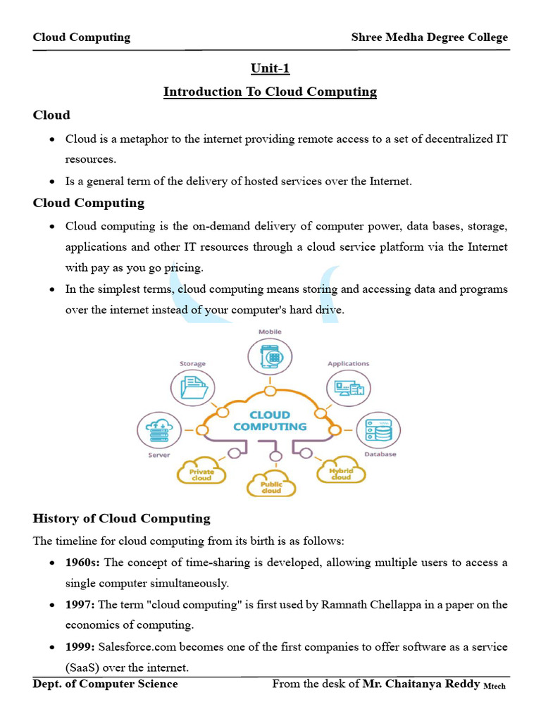 Cloud Computing Unit-1 | Download Free PDF | Cloud Computing | Software ...