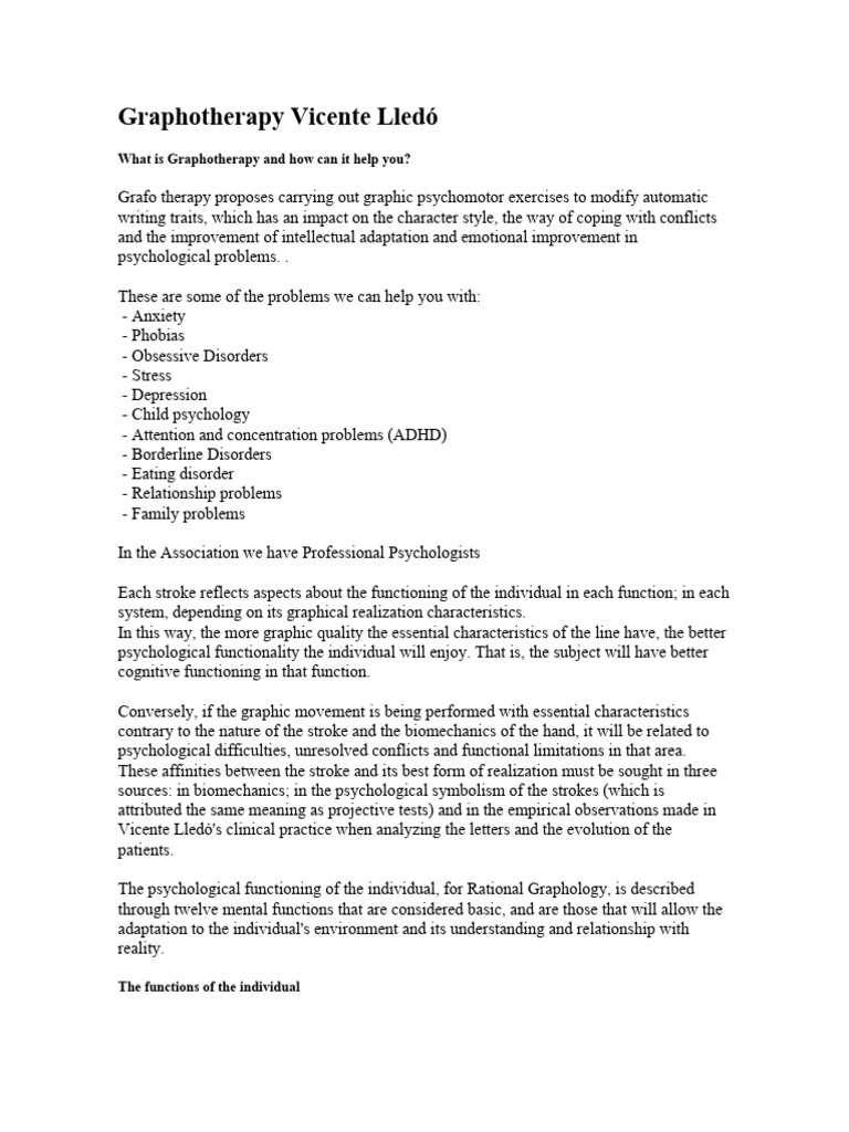 Graphotherapy Vicente Lledó | PDF | Psychology | Attention Deficit ...