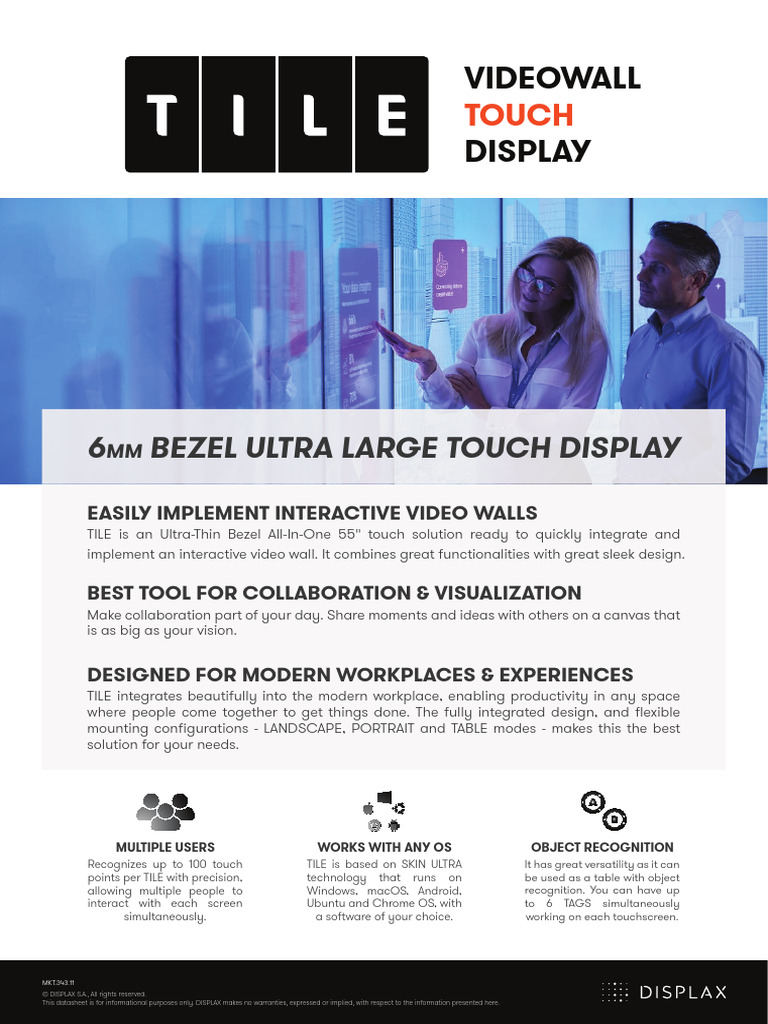 DISPLAX TILE Spec File - MKT.343.11 | PDF | Computer Monitor | Touchscreen
