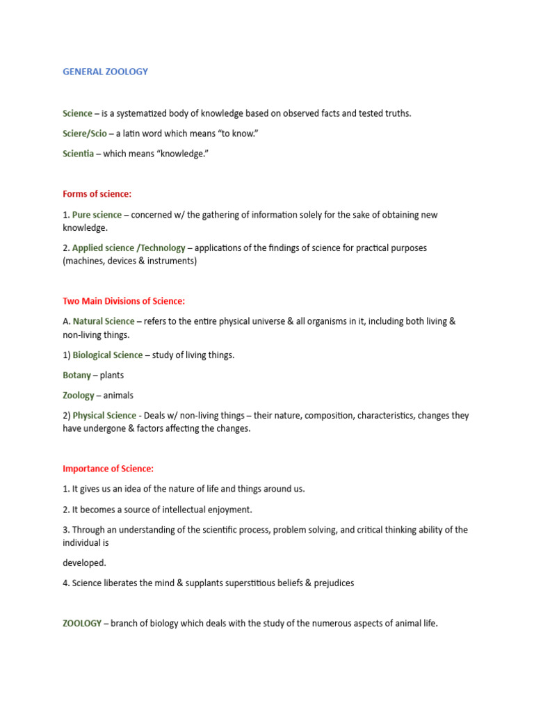 Lesson 1 and 2 Zoology Lec | PDF | Carbohydrates | Lipid