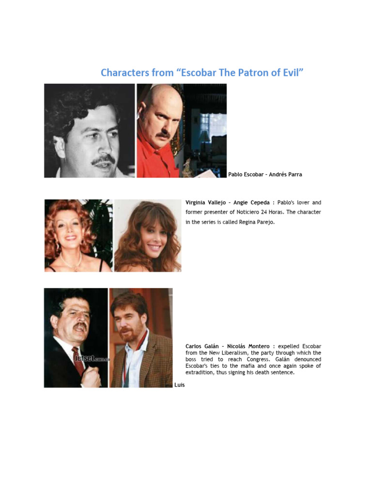 Escobar El Patron Characters | PDF | Organized Crime | Illegal Drug Trade