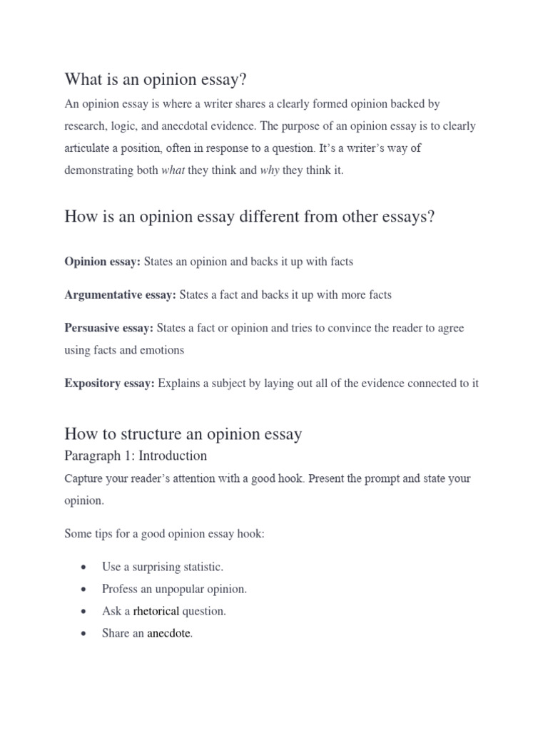 How to Write an Opinion Essay | PDF | Essays | Human Communication
