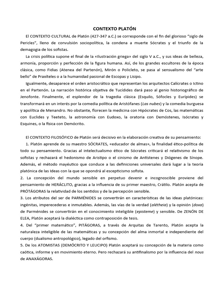 Contexto Platón | PDF | Platón | Antigua Grecia