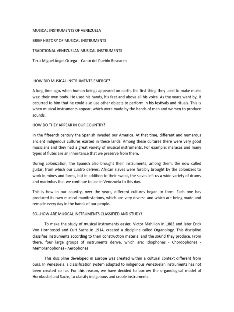 Venezuelan Musical Instruments Overview | PDF | Musical Instruments ...