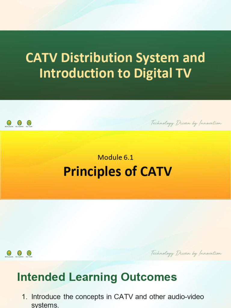 MTPPT6 - CATV Distribution System and Intro To DTV | PDF | Digital Television | Cable Television