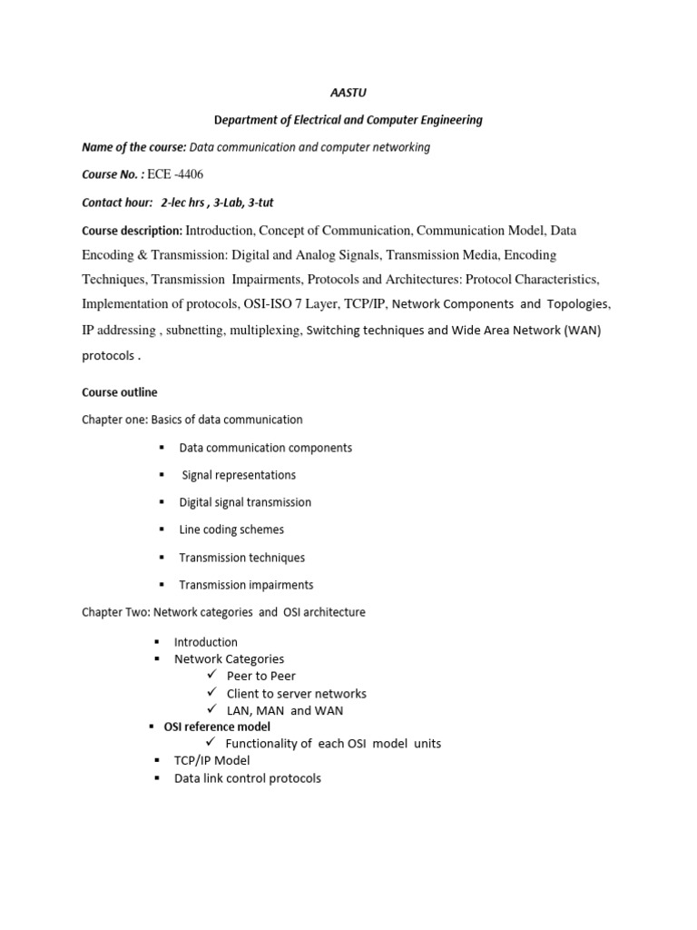 Data Communication & Networking Course | PDF | Computer Network ...