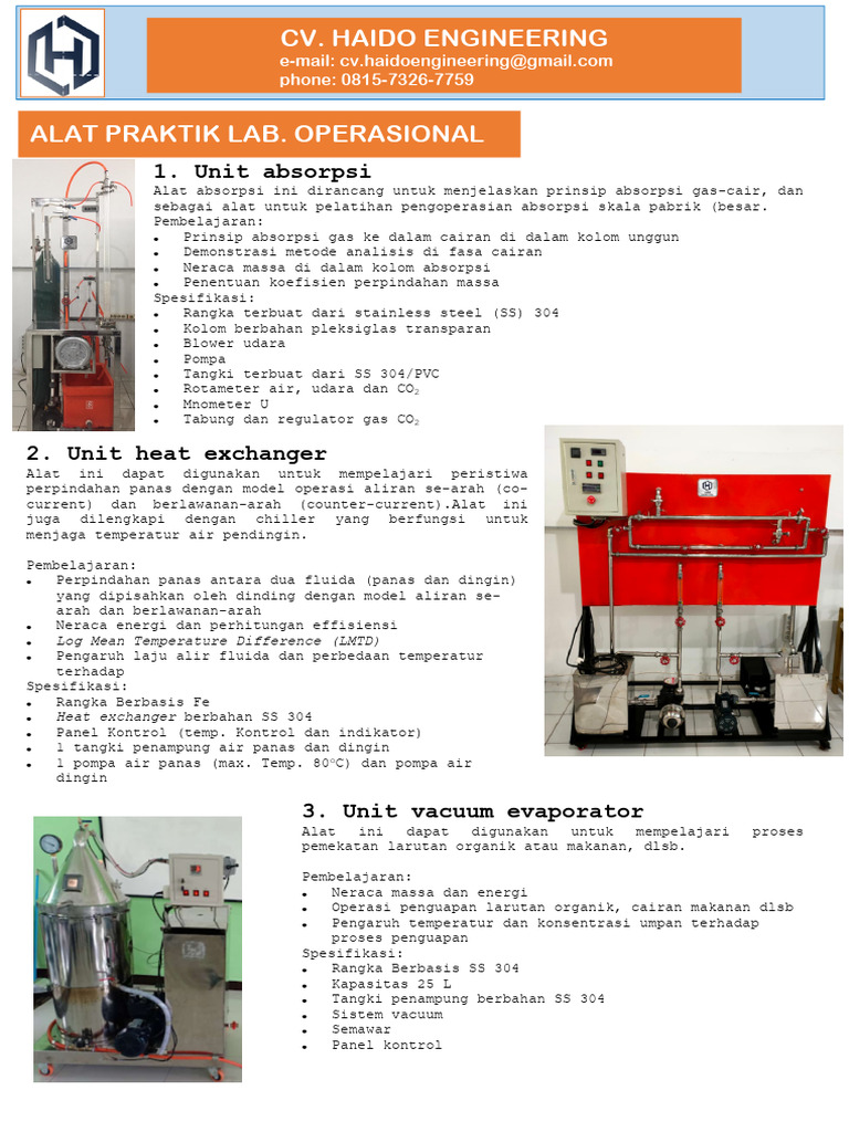 Brosur Alat Lab Kimia Industri - Haido Engineering | PDF
