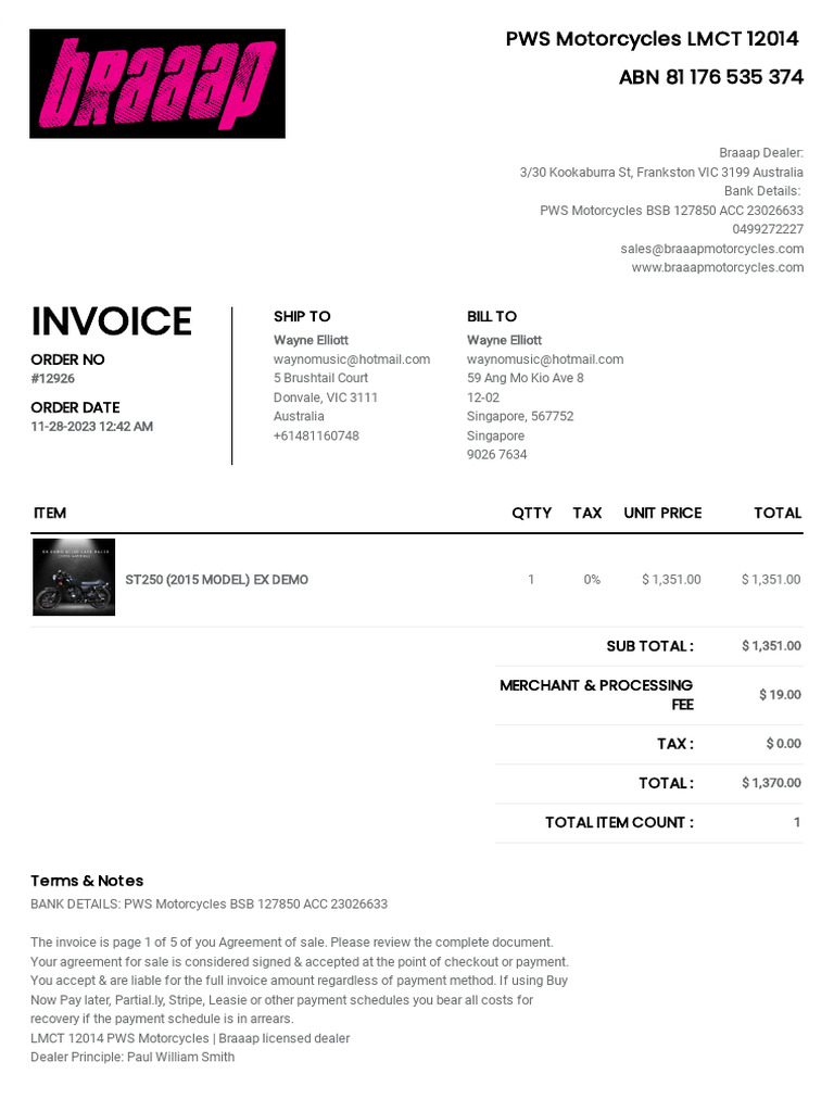 Invoice 12926 | PDF | Prices | Option (Finance)